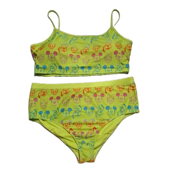 Disney | Swim | Disney Lime Green Bikini With Colorful Character Print ...